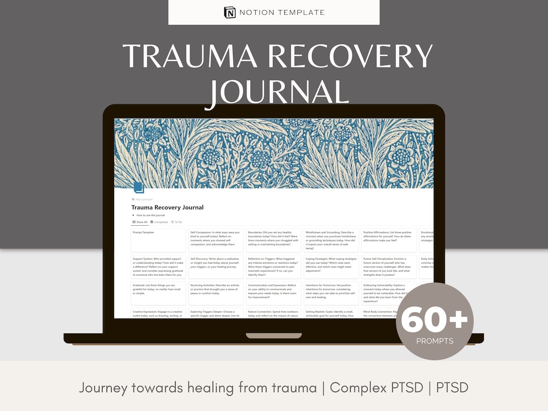 Trauma Recovery Journal Notion Template: Self-reflection Prompts ...
