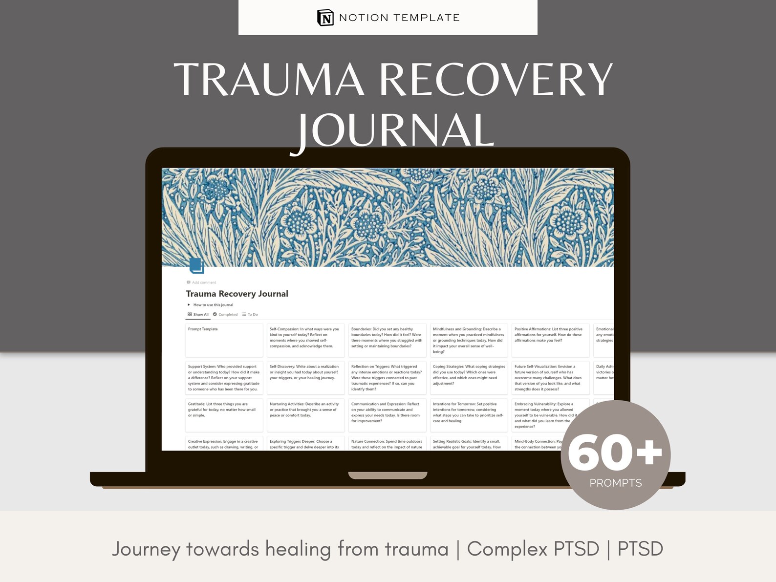 Trauma Recovery Journal Notion Template: Self-reflection Prompts ...