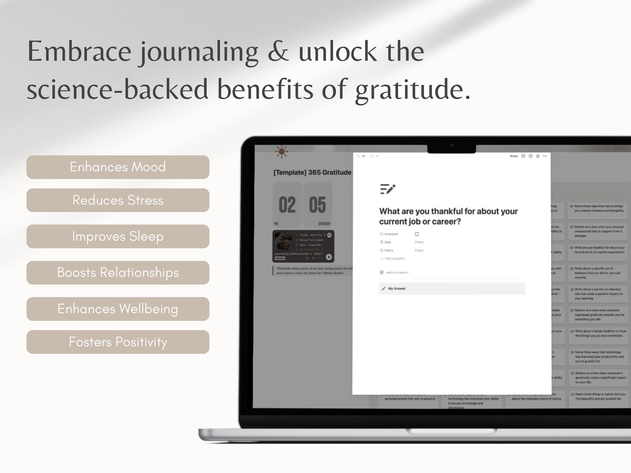 Notion Gratitude 365 Self Reflective Journal Prompts | Notion Templates ...