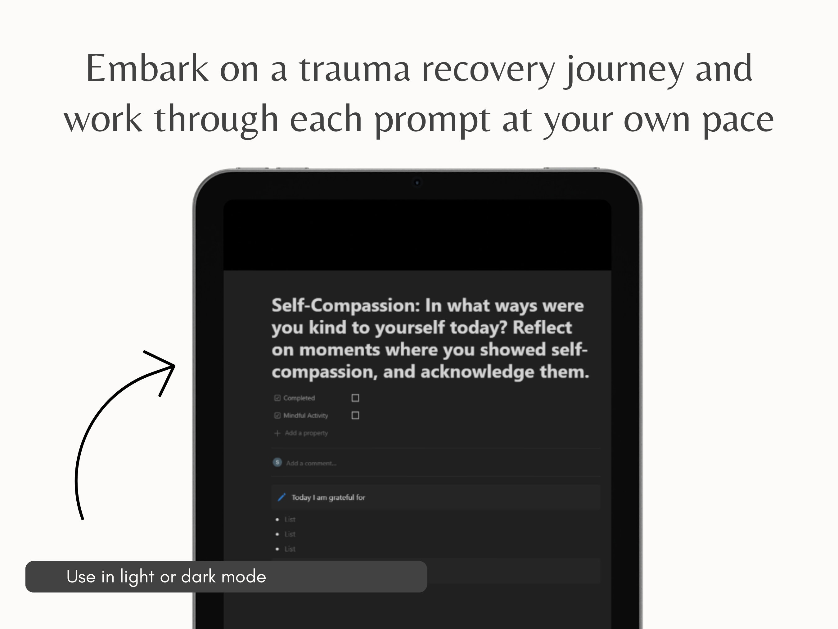 Trauma Recovery Journal Notion Template: Self-reflection Prompts ...