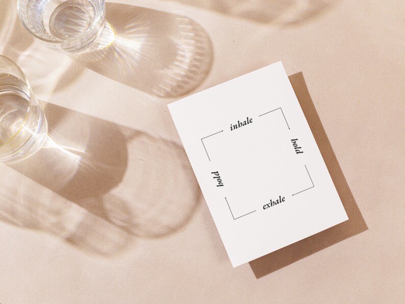 Box Breathing Grounding Technique Poster B&W | Negative Thought ...