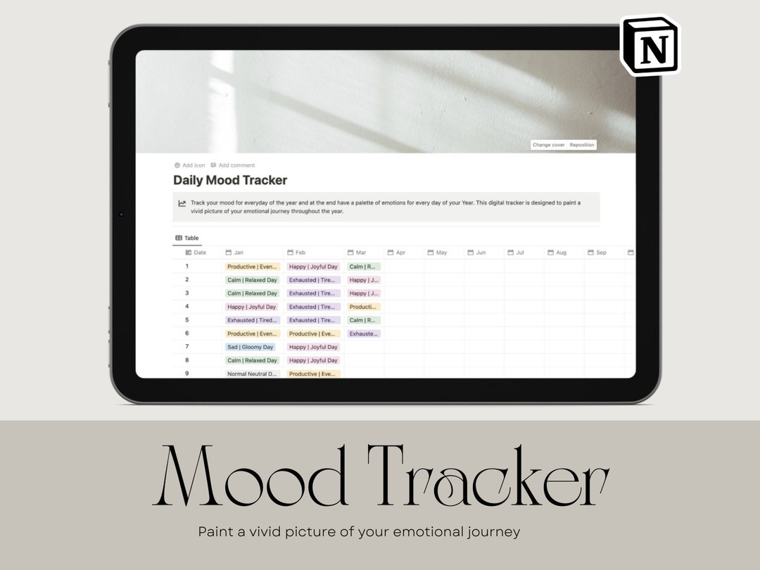 Notion Template Mood Tracker | Mood Journal | Minimalist Design ...