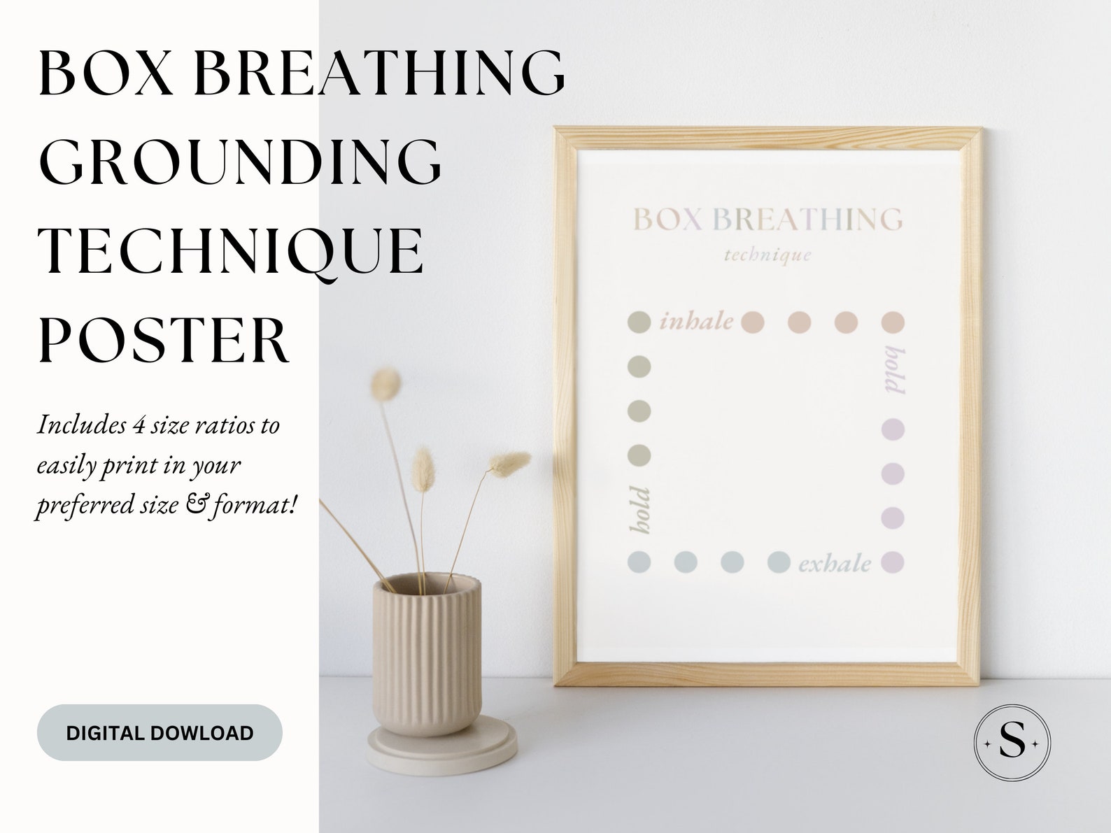 Box Breathing Grounding Technique Poster Colour | Negative Thought ...