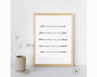 54321 Grounding Technique Poster Rainbow Grounding Printable Wall Art ...