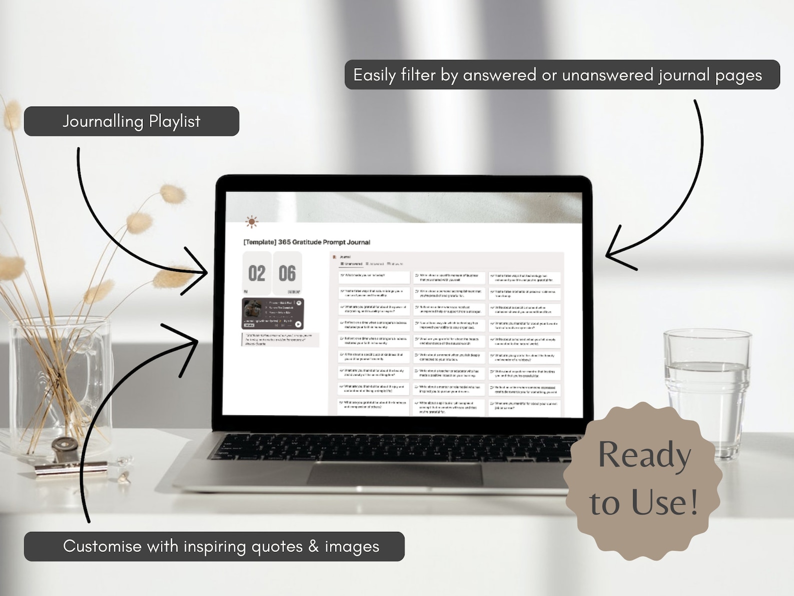 Notion Gratitude 365 Self Reflective Journal Prompts | Notion Templates ...