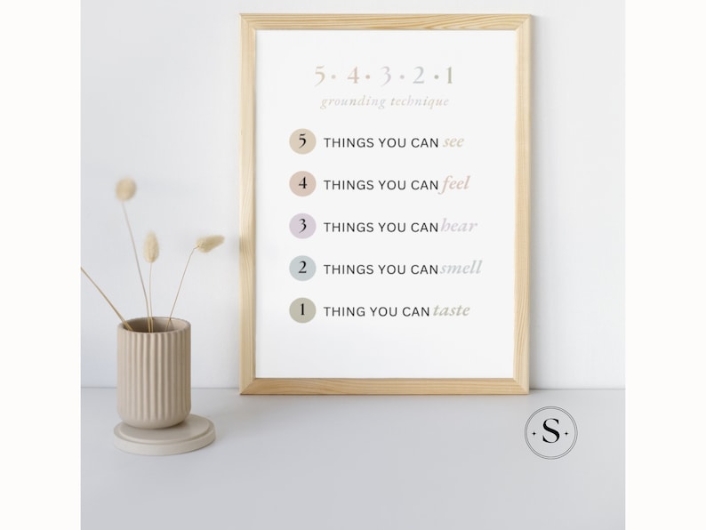 54321 Grounding Technique Poster Colour| Anxiety Tools | Coping ...