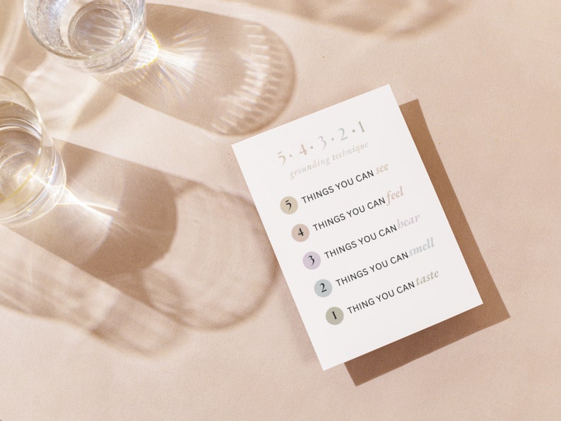 54321 Grounding Technique Poster Colour Anxiety Tools Coping Strategies ...