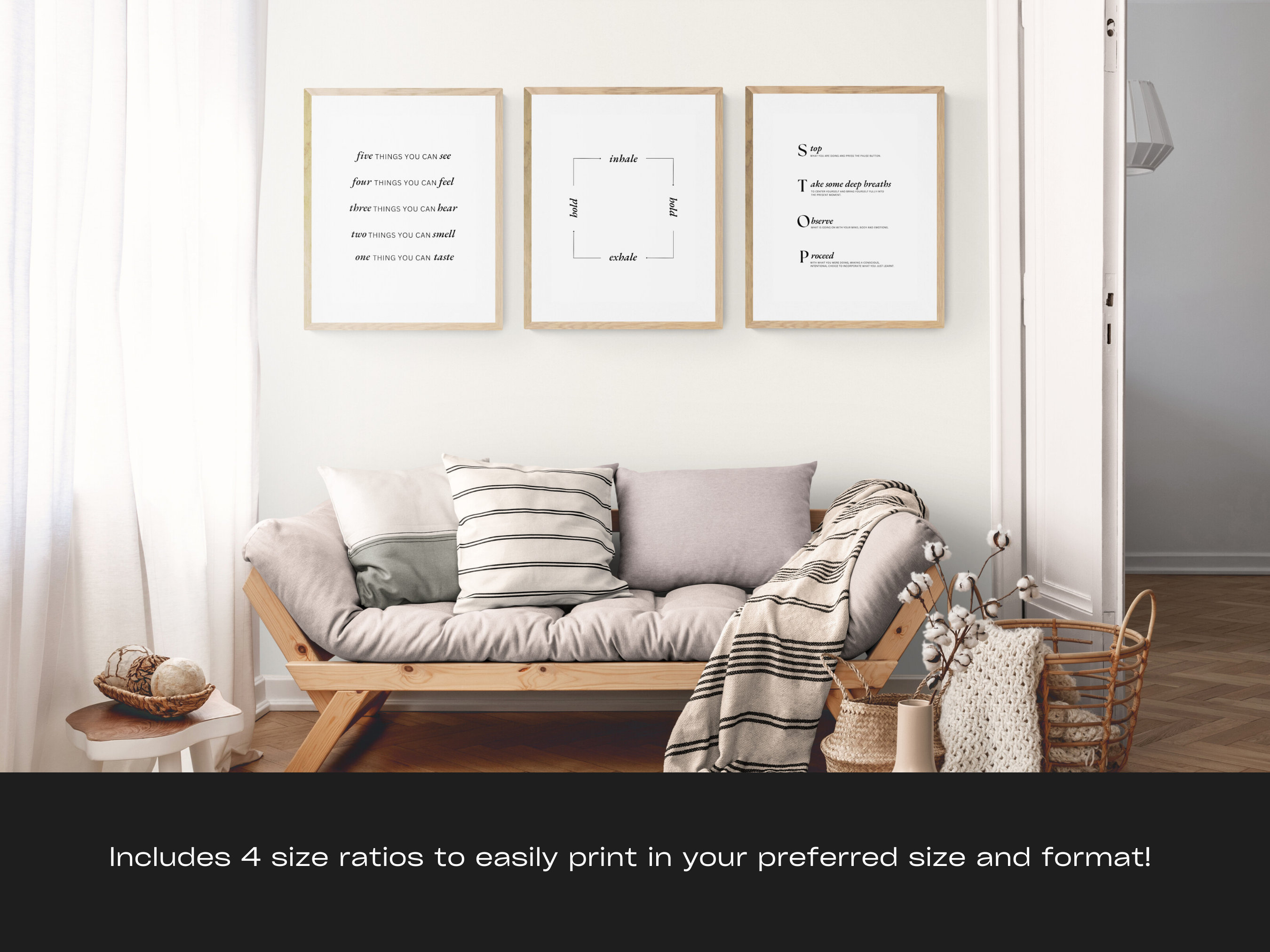 Grounding Technique Poster Bundle: Mindfulness Wall Art (digital ...