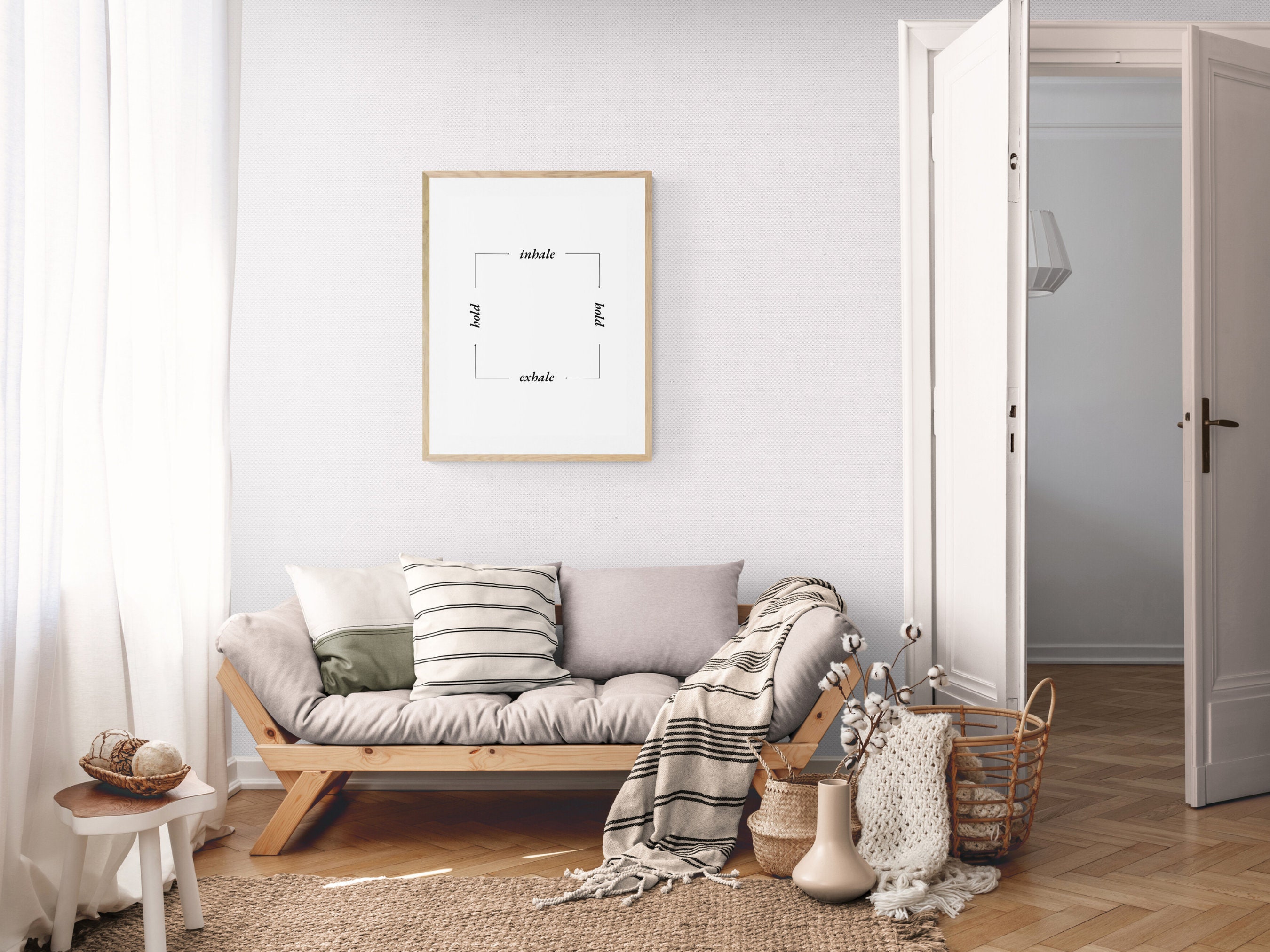 Box Breathing Grounding Technique Poster B&W Negative Thought Stopping ...