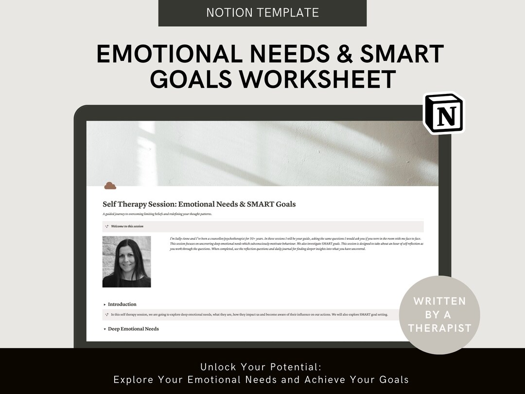 Emotional Needs and SMART Goals Self Therapy Journal | Self-guided ...