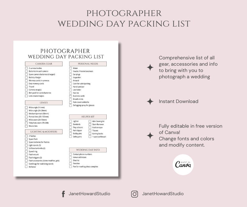 Photographer Wedding Day Packing List - Never Forget to Pack All the ...