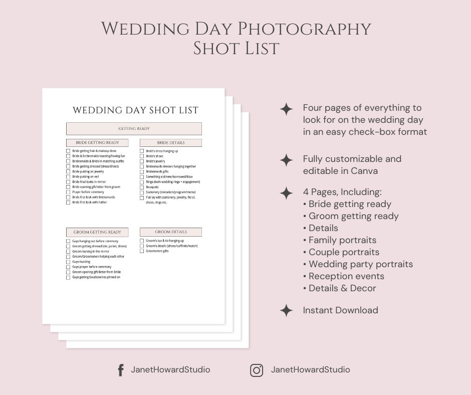 Essential Wedding Photography Shot List - Checklist for Capturing All ...