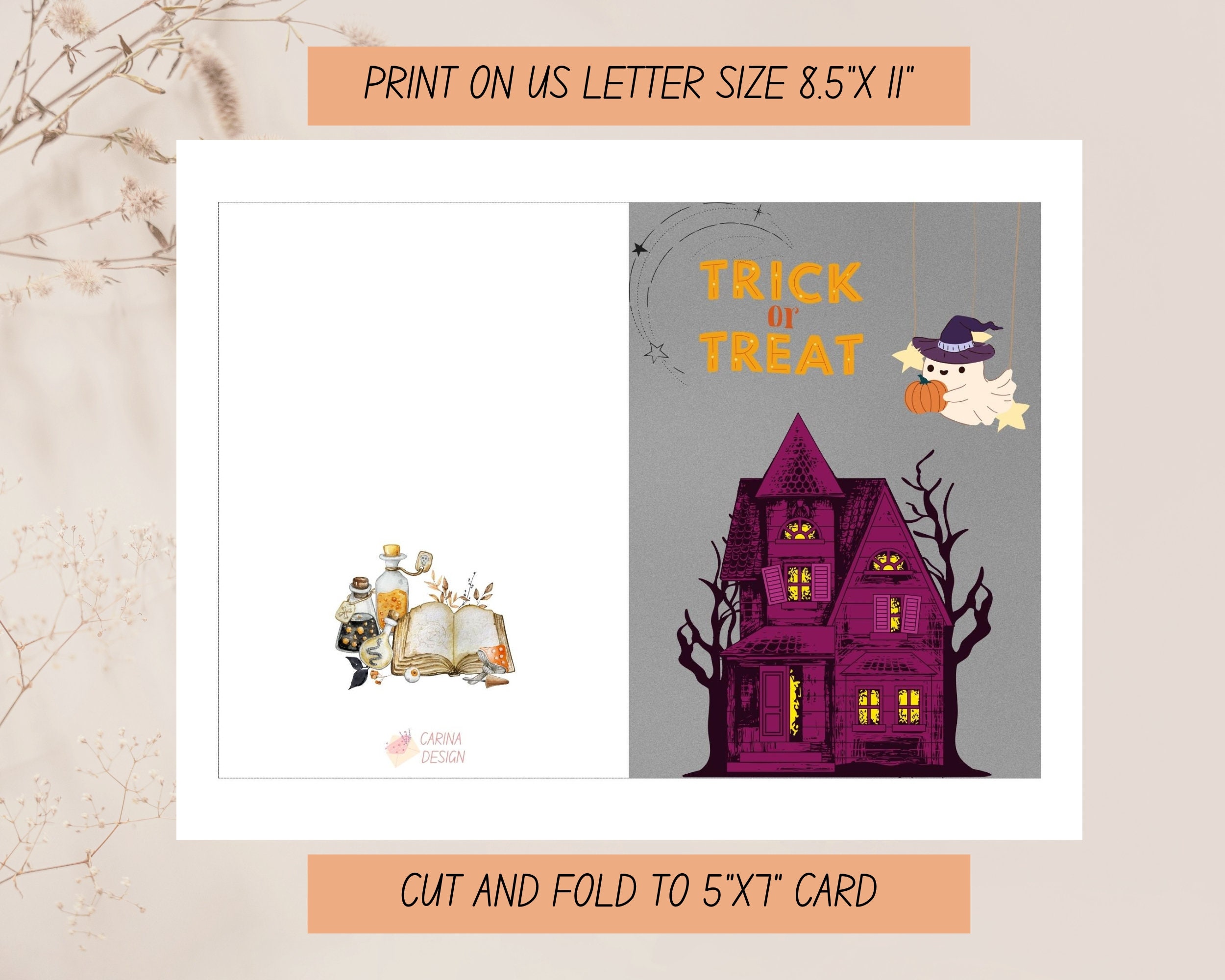 Halloween Printable Card Printable Happy Halloween Card - Etsy