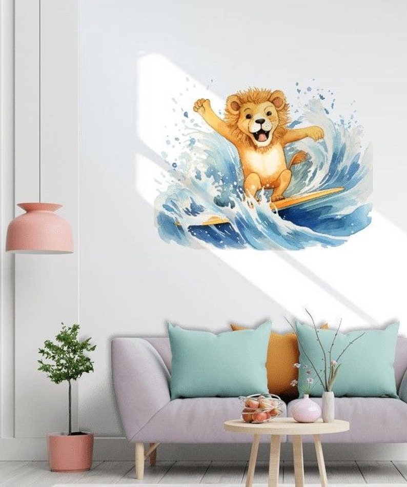 12 Animals Surfers Watercolor PNG Clipart Set Surfing unicorn, Owl, Fox ...