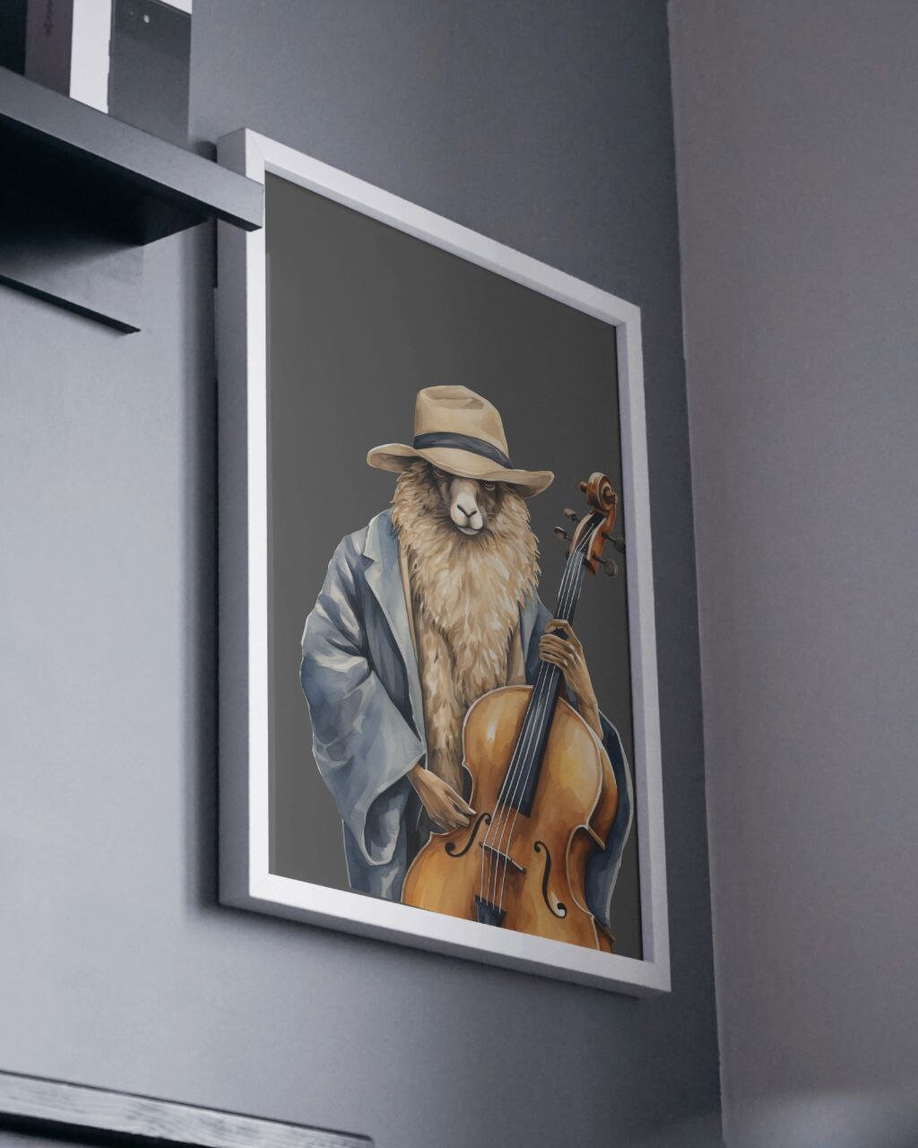 Jazz Animals| 12 PNG Clipart| Watercolor Animals Playing Double Bass ...