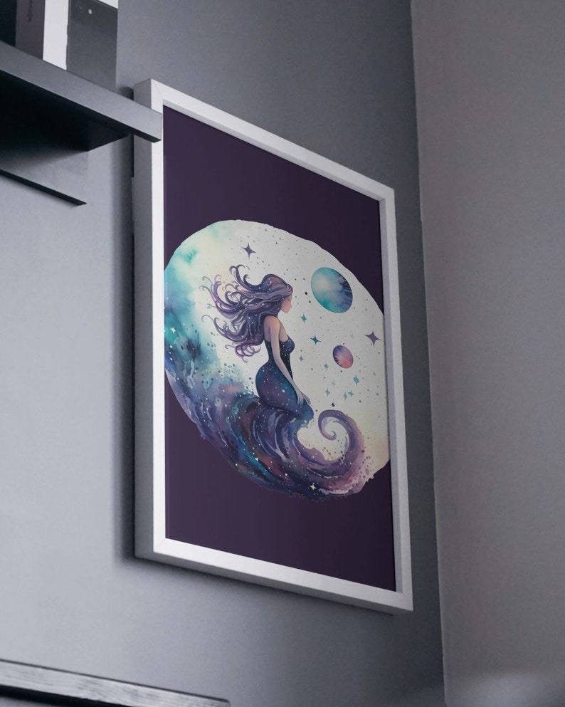 Space Mermaid Clipart 5 Watercolor PNG Cosmic Mermaids Galaxy Mermaids ...