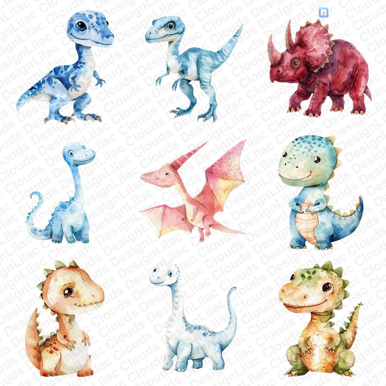 26 Watercolor Dinosaurs Baby Dino PNG Clipart volcano,eggs ...