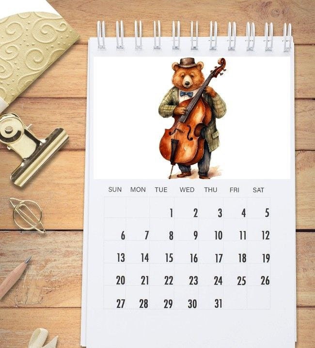 Jazz Animals| 12 PNG Clipart| Watercolor Animals Playing Double Bass ...
