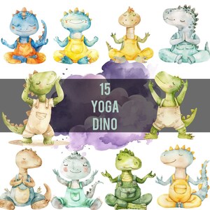15 Watercolor Yoga Dino | PNG Clipart | Blue Dinosaur Doing Yoga ...