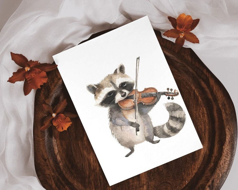Violinist Animals | 12 Watercolor PNG Clipart |musician Bear,fox,lion ...