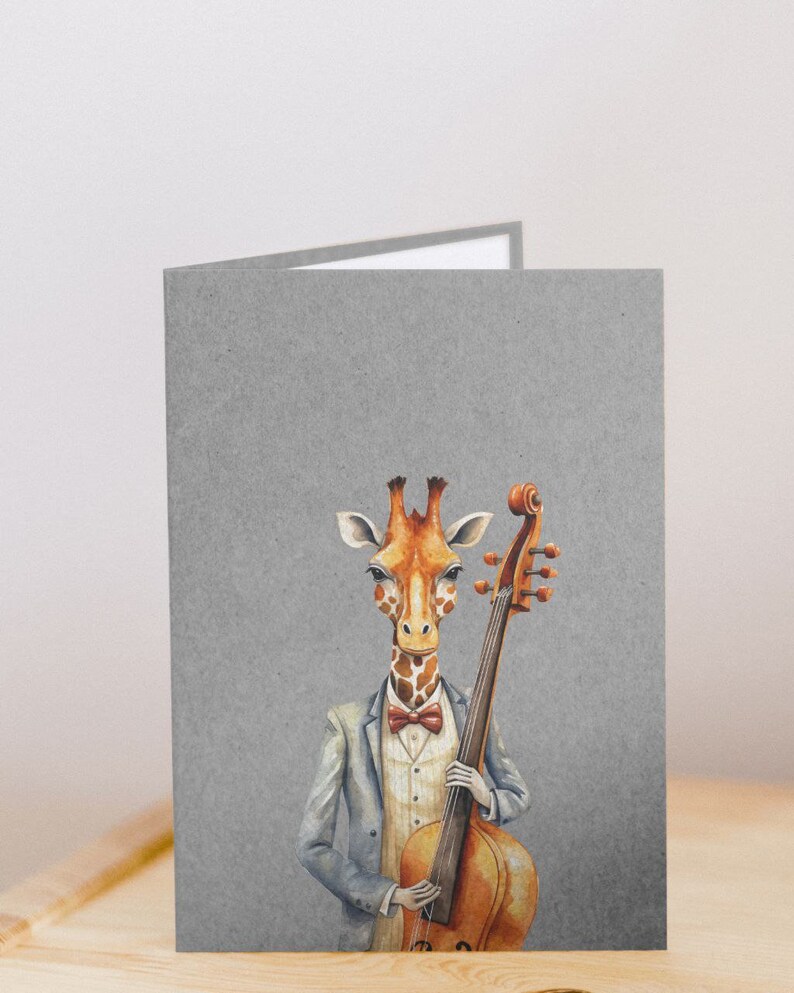 Jazz Animals| 12 PNG Clipart| Watercolor Animals Playing Double Bass ...