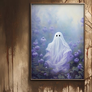 Cute Lavender Ghost Print | Gothic Art | Vintage Oil Poster ...