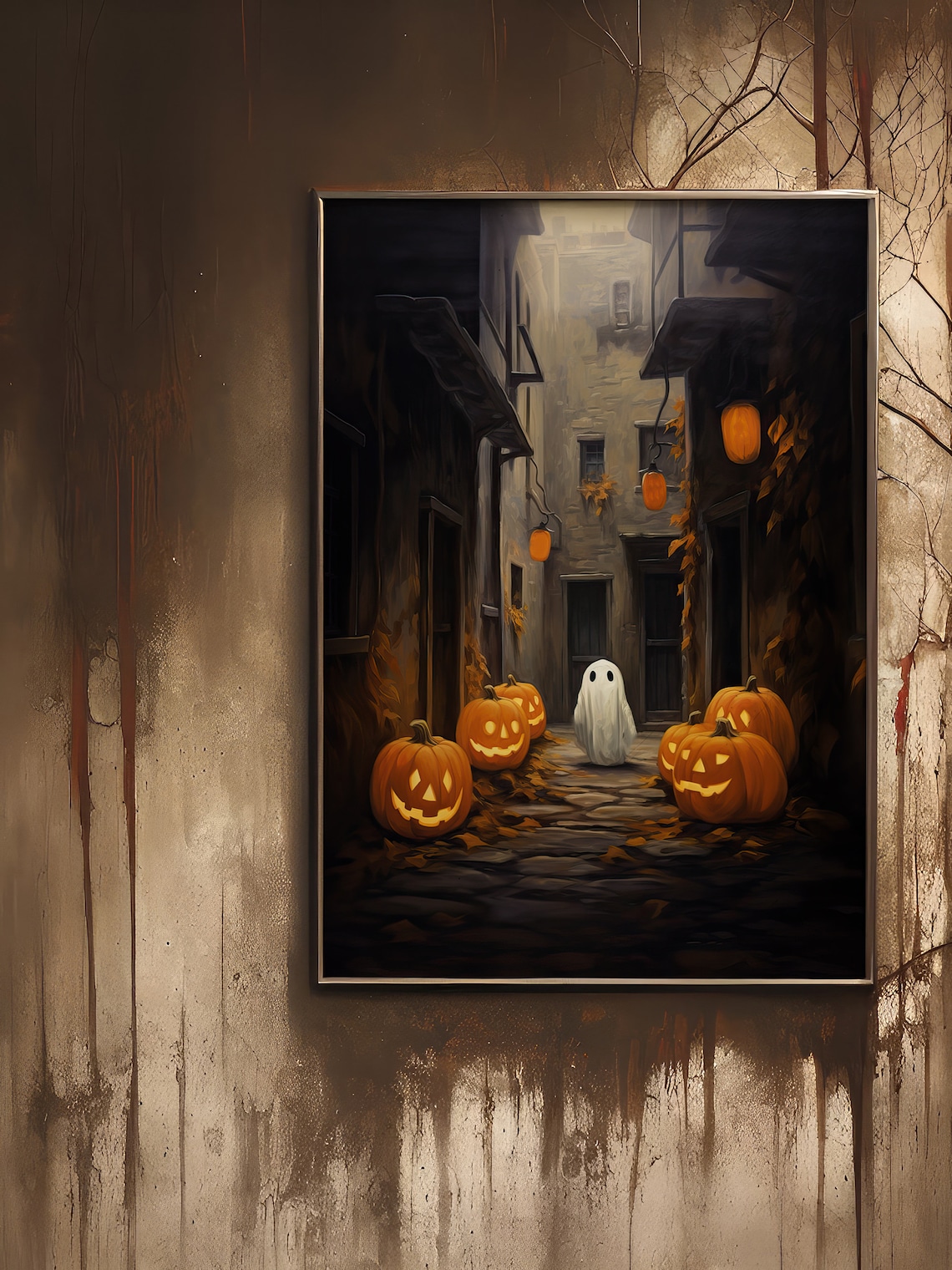 Cute Ghost Print Gothic Art Vintage Oil Painting - Etsy