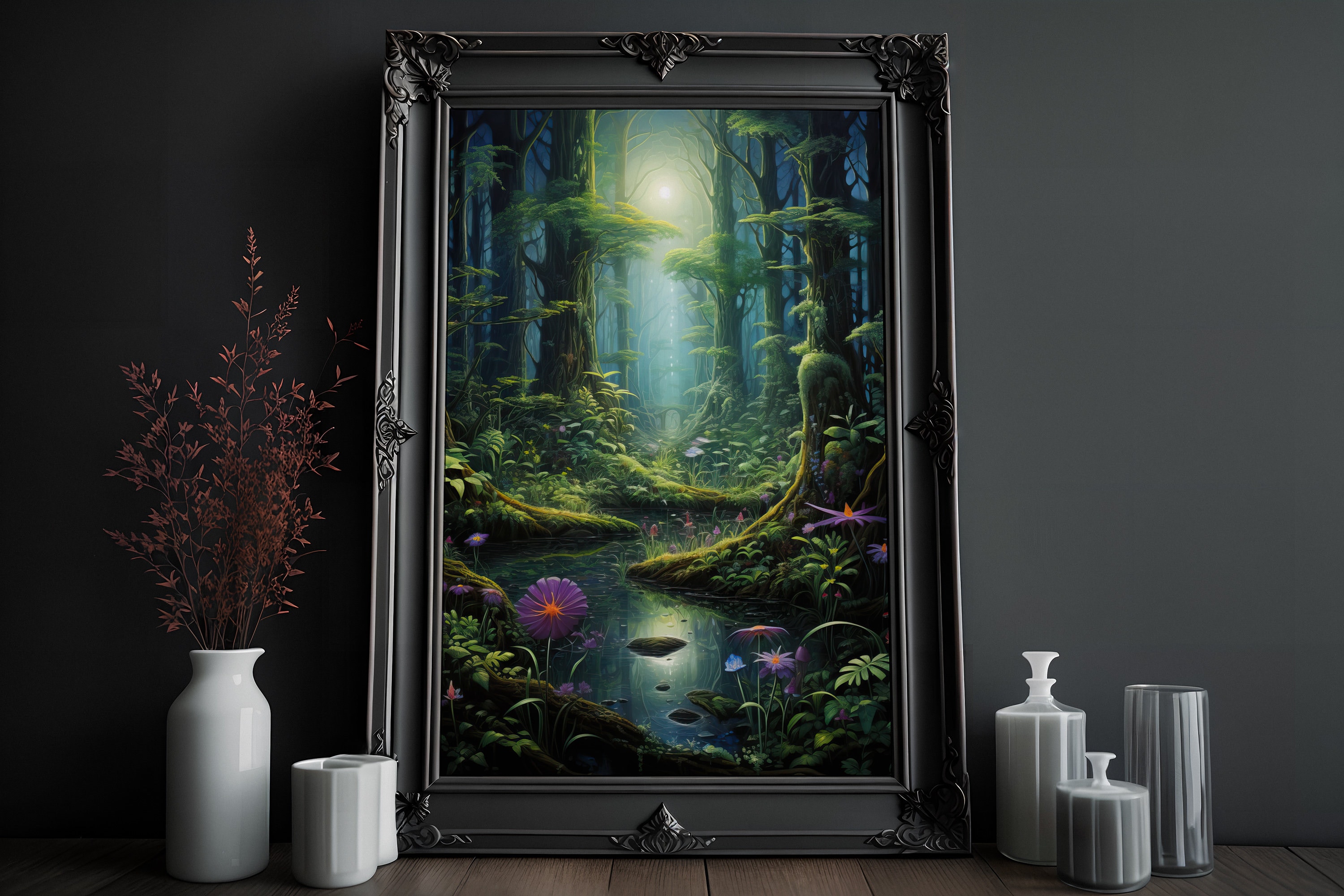 Victorian Gothic Forest Painting: Dark Fantasy Art Print (digital ...