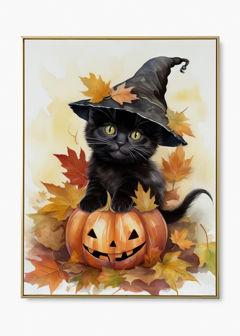 Black Cat Print Black Cat Printable Black Cat Watercolor - Etsy