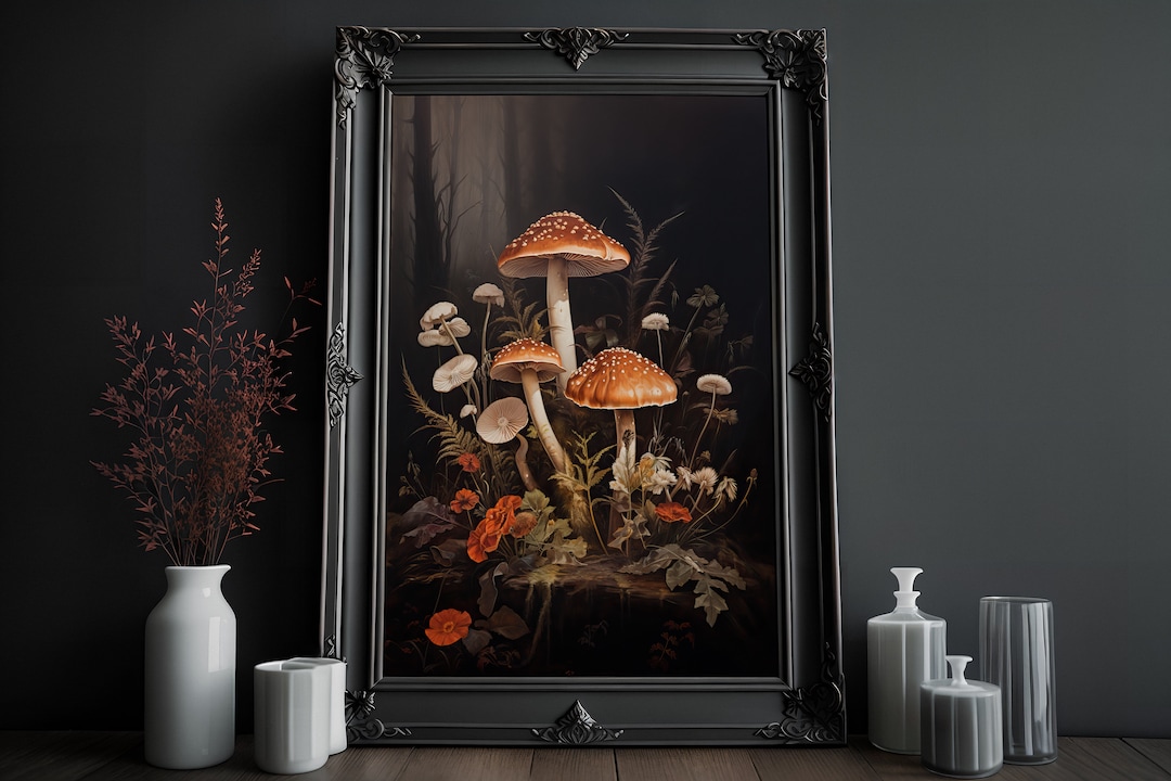 Cottagecore Print Botanical Mushroom Print Gothic Art Dark Wall Art ...