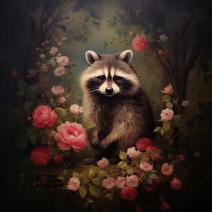 Raccoon Print | Cottagecore Prints | Animal Wall Art | Nature Painting ...