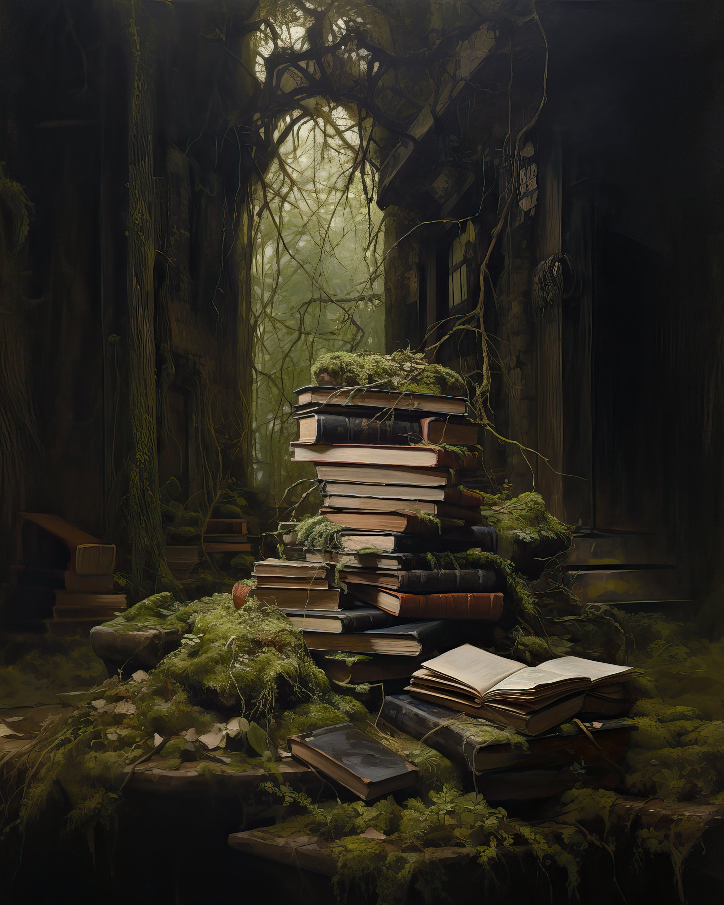 Stack of Books Oil Painting Victorian Gothic Creepy Goth - Etsy