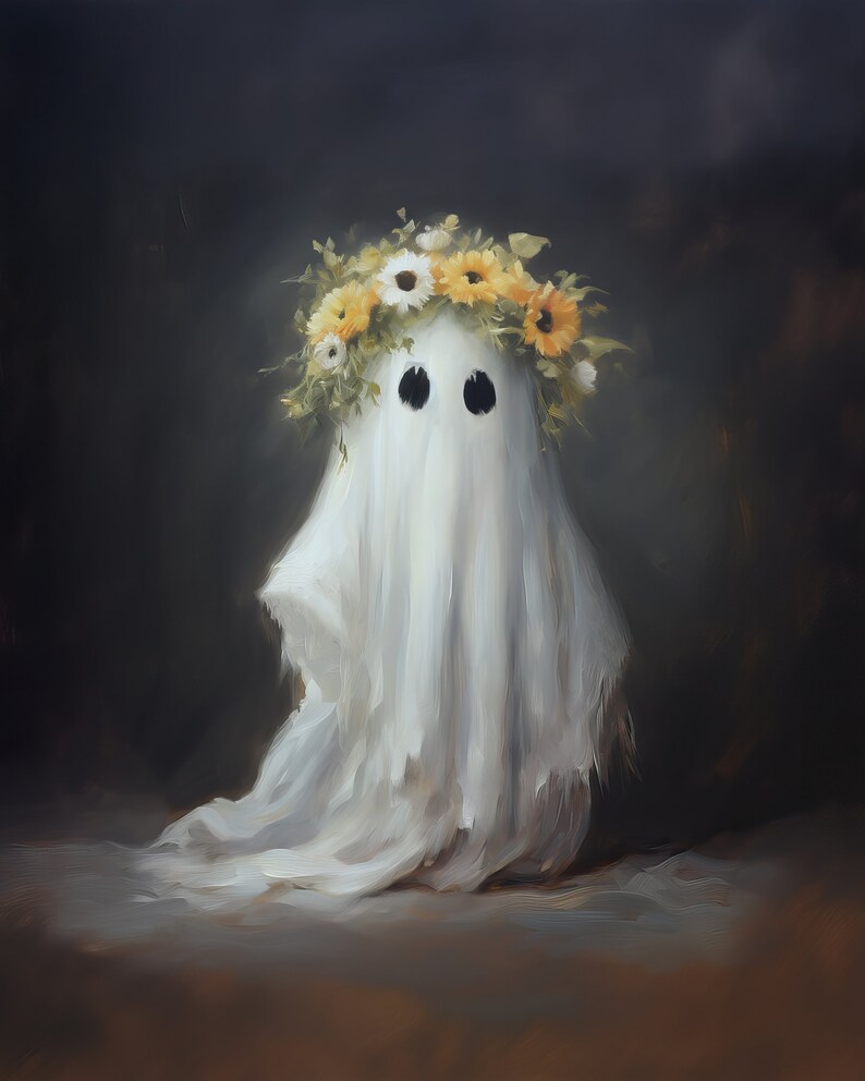 Cute Ghost Art Print Halloween Art Print Spooky Vintage - Etsy