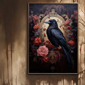 Raven Painting | Crow Print | Victorian Gothic | Victorian Art | Raven ...