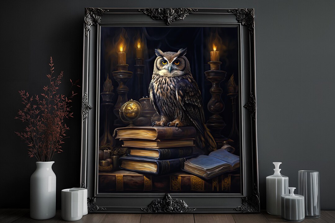 Victorian Gothic Owl Print: Vintage Oil Painting Style (digital ...