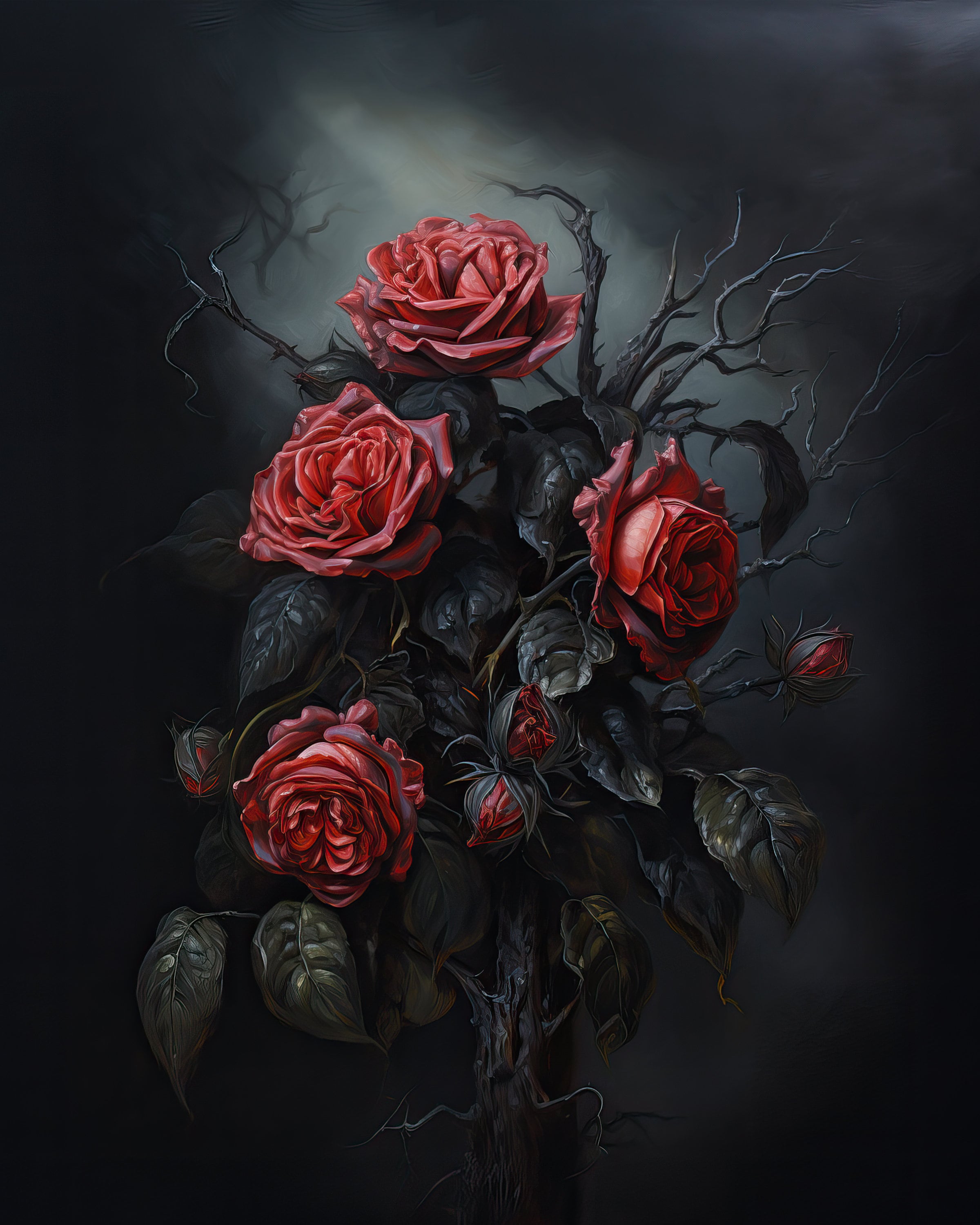 Red Rose Painting Victorian Gothic Creepy Goth Wall Art - Etsy