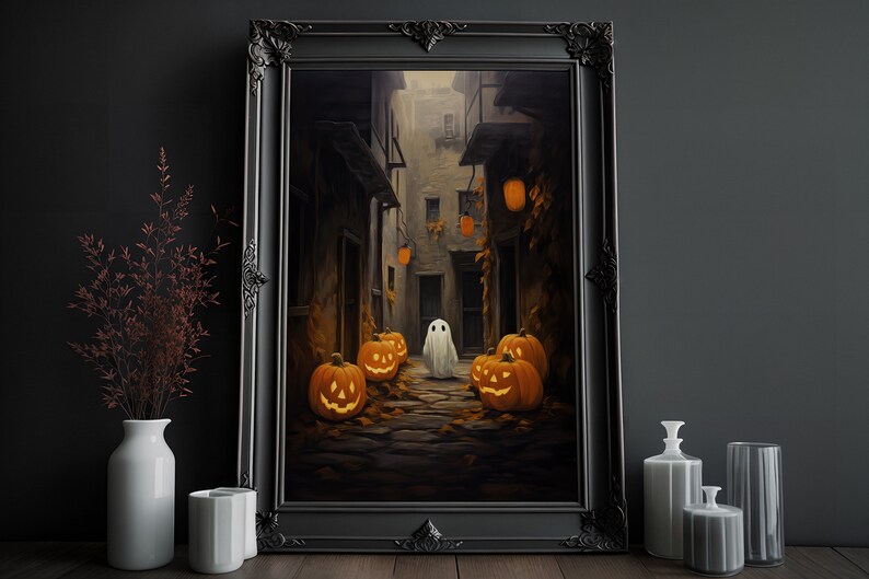 Cute Ghost Print Gothic Art Vintage Oil Painting - Etsy