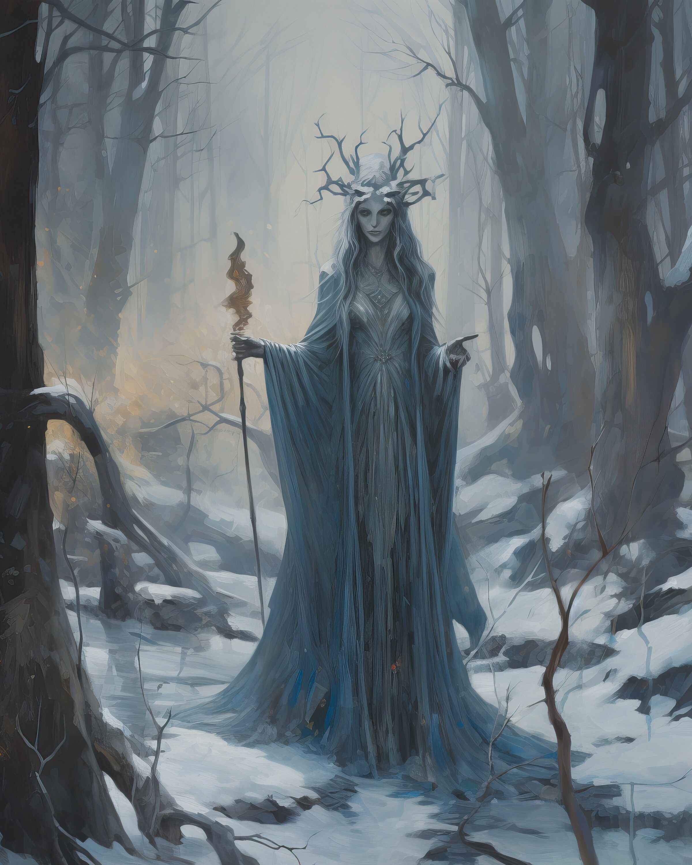 Forest Winter Witch Art Victorian Gothic Mystic Art - Etsy