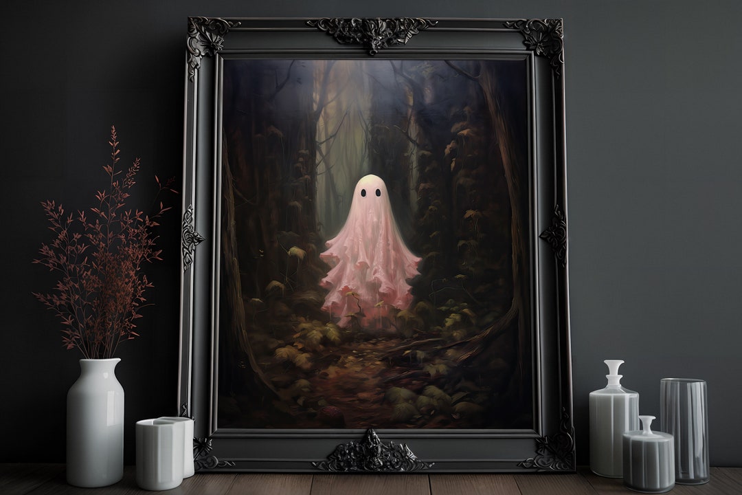 Cute Ghost Art Print | Halloween Art Print | Forest Wall Art ...