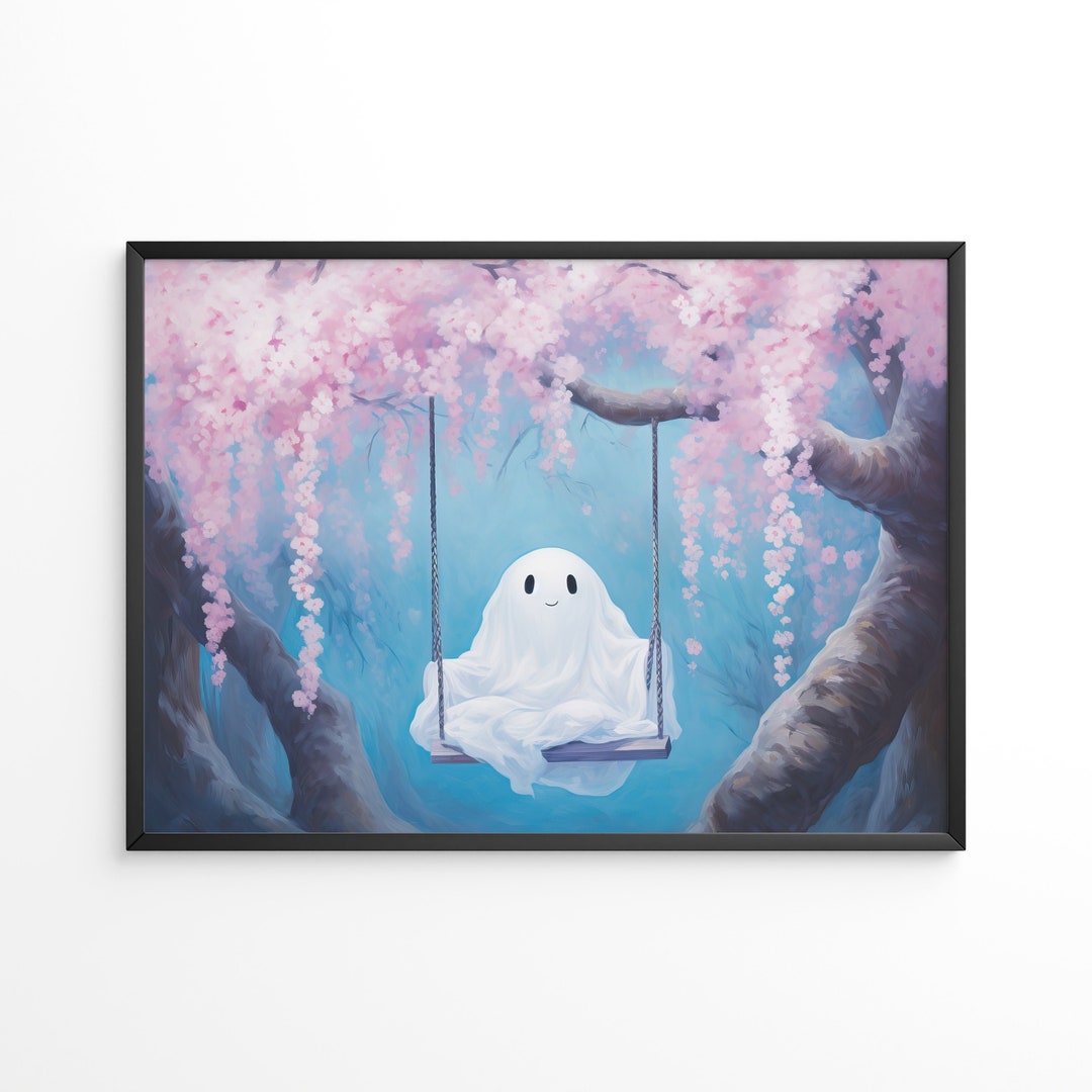Süßer Geist, Geist auf Schaukel, Halloween Print, Geist Poster, Süßes ...
