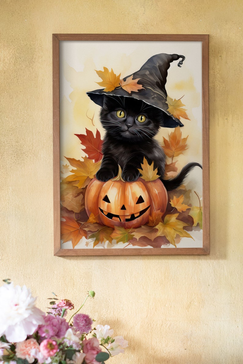 Black Cat Print Black Cat Printable Black Cat Watercolor - Etsy