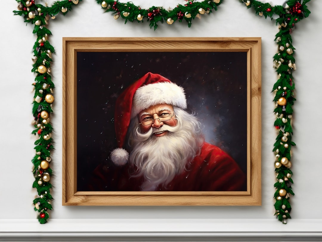 Santa's Portrait Santa Claus Portrait Wall Art - Etsy