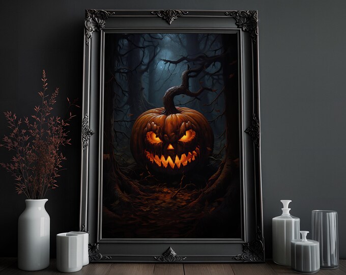 Spooky Halloween Wall Art, Jack O Lantern Painting, Halloween Fine Art Print. - Etsy