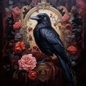Victorian Gothic Raven Print: Dark Occult Wall Art (digital Download ...