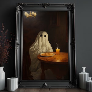 Ghost Eating Pizza Print: Gothic Halloween Wall Art (digital Download ...