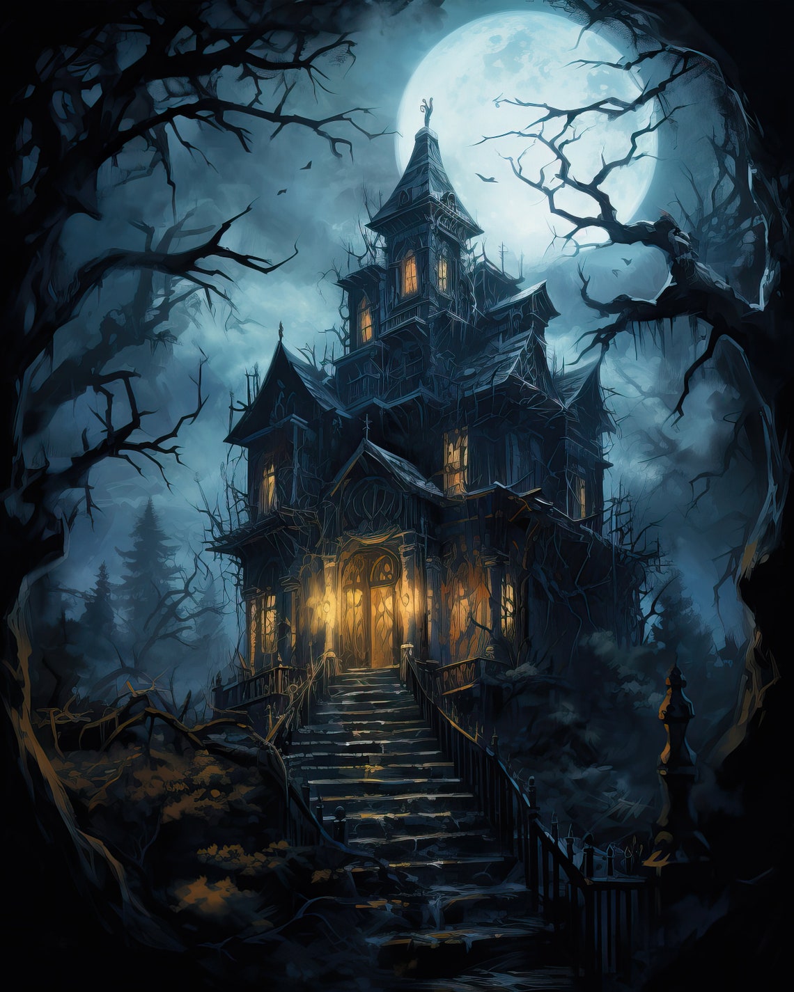 Witch House Painting Victorian Gothic Mystic Art Creepy - Etsy