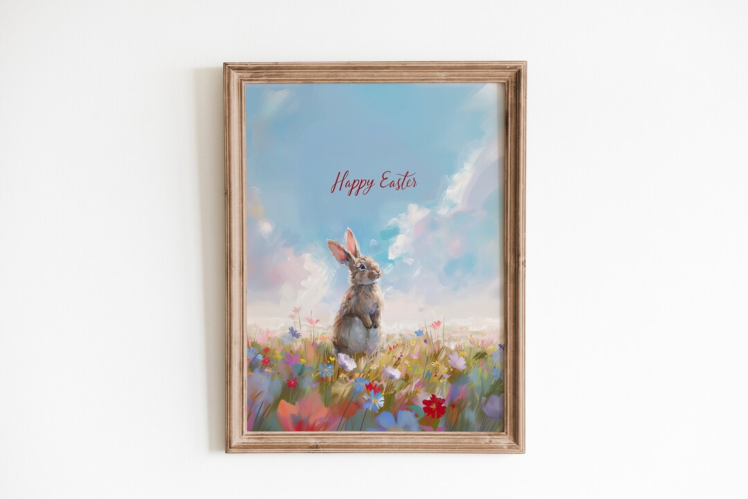 Cute Easter Bunny Printable, Easter Wall Art, Easter Print, Spring ...