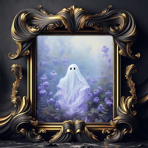Cute Lavender Ghost Print | Gothic Art | Vintage Oil Poster ...