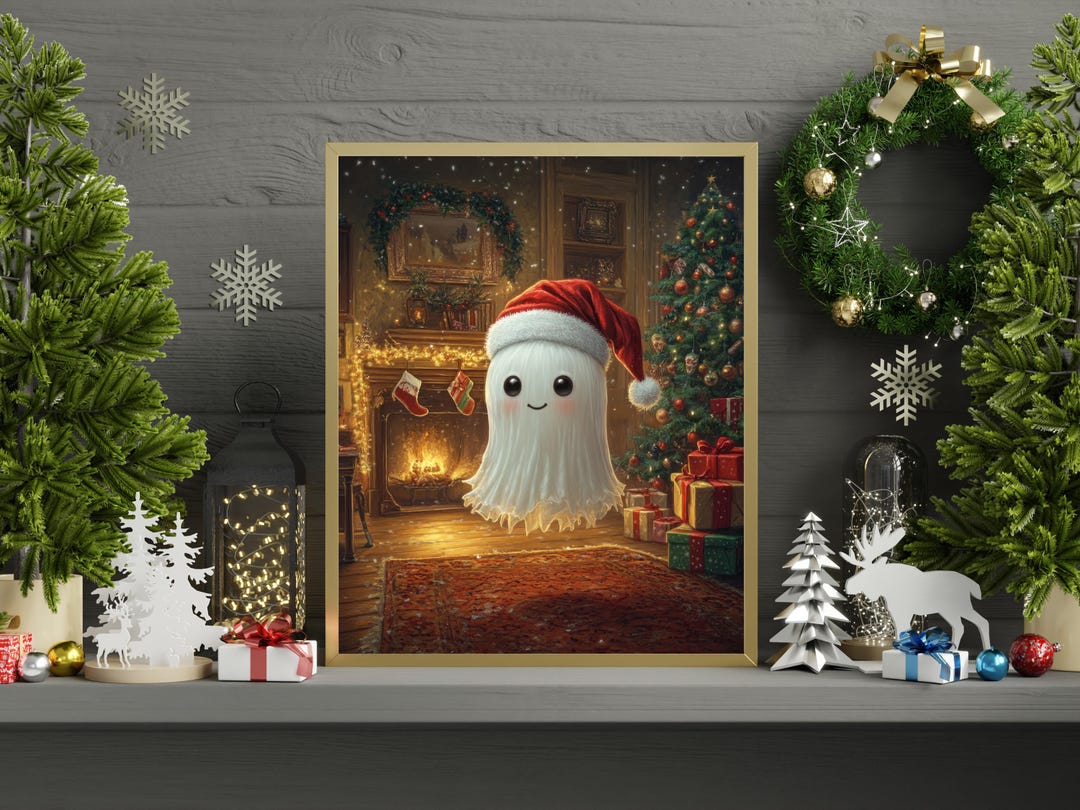 Cute Christmas Tree Ghost Print, Classic X-mas Print, Christmas ...