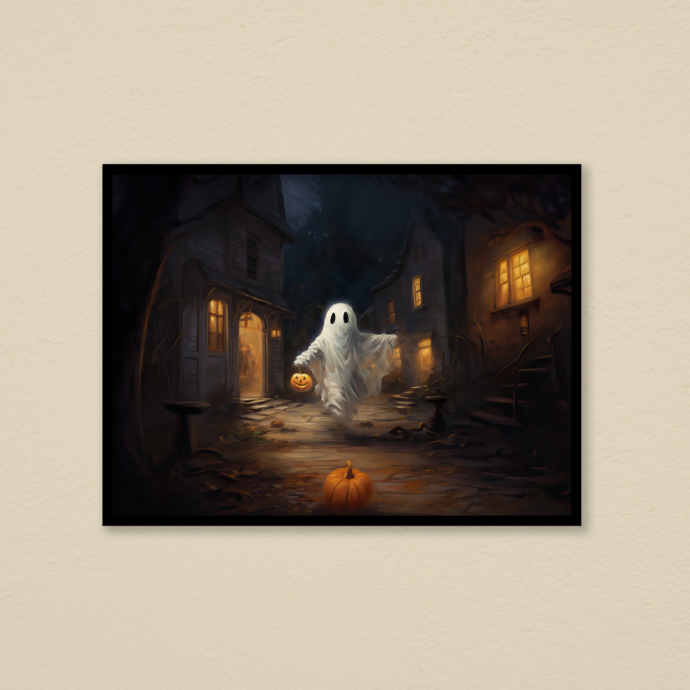 Cute Ghost Print | Gothic Art | Vintage Oil Painting | Cottagecore ...